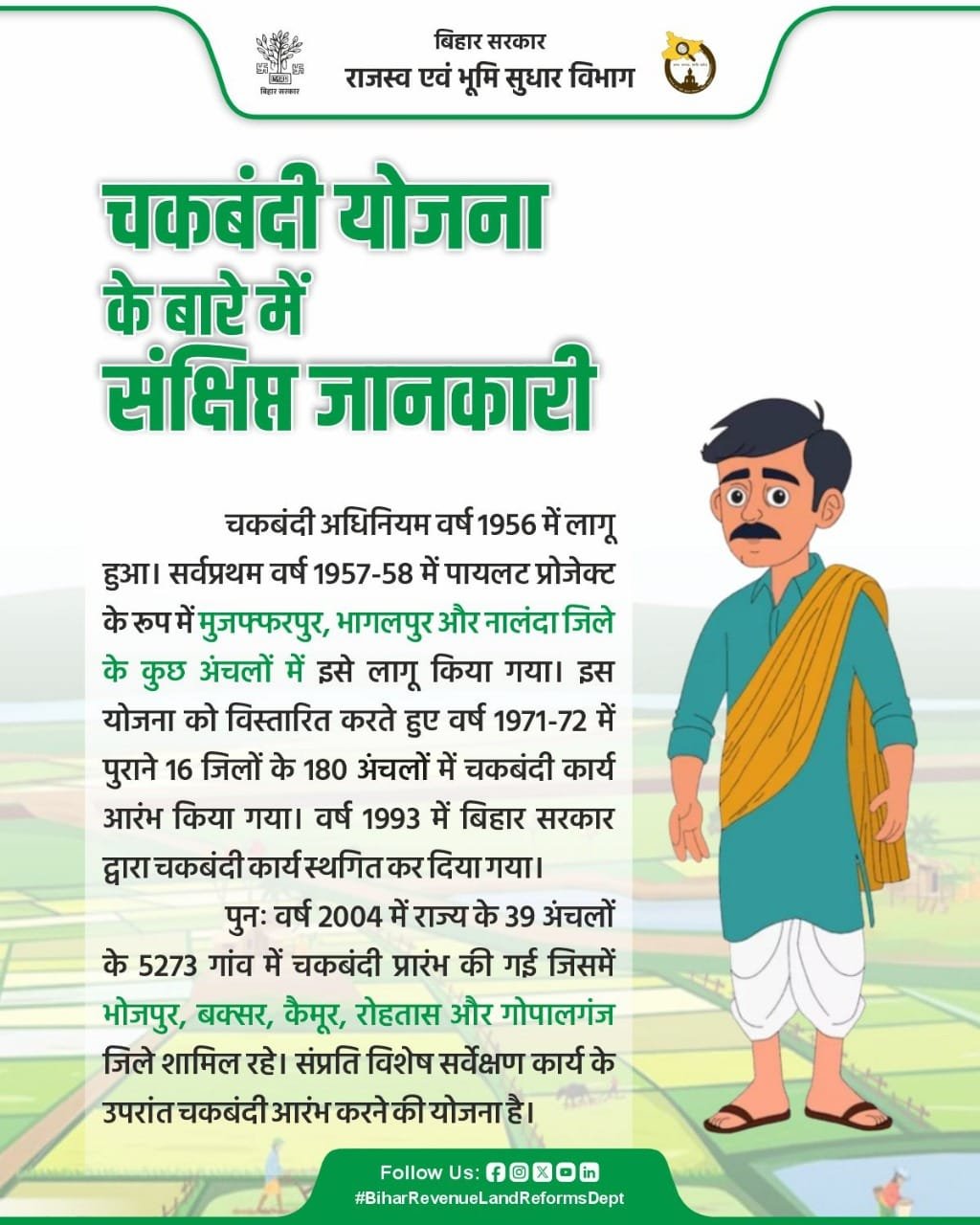 Bihar Bhumi Chakbandi Yojana 2025: अब किसानों की जमीन होगी एक जगह ...